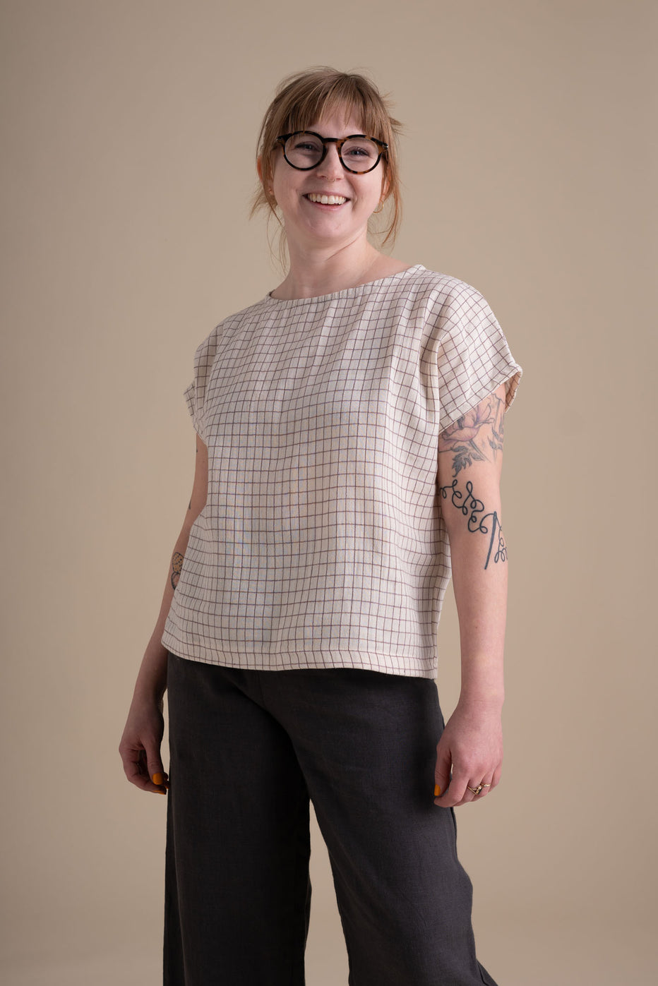 Painter Top in Grid – Conscious Clothing