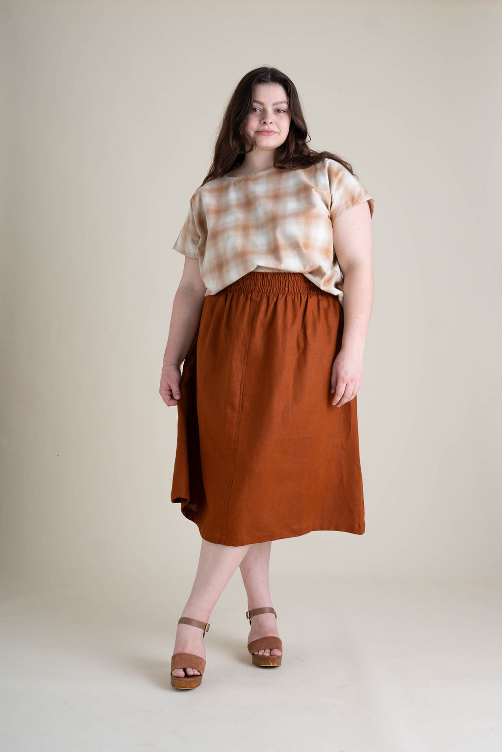 Evening Midi Skirt (Updated) in Rust – Conscious Clothing