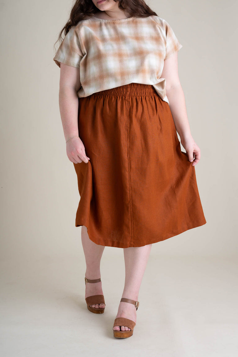 Evening Midi Skirt (Updated) in Rust – Conscious Clothing